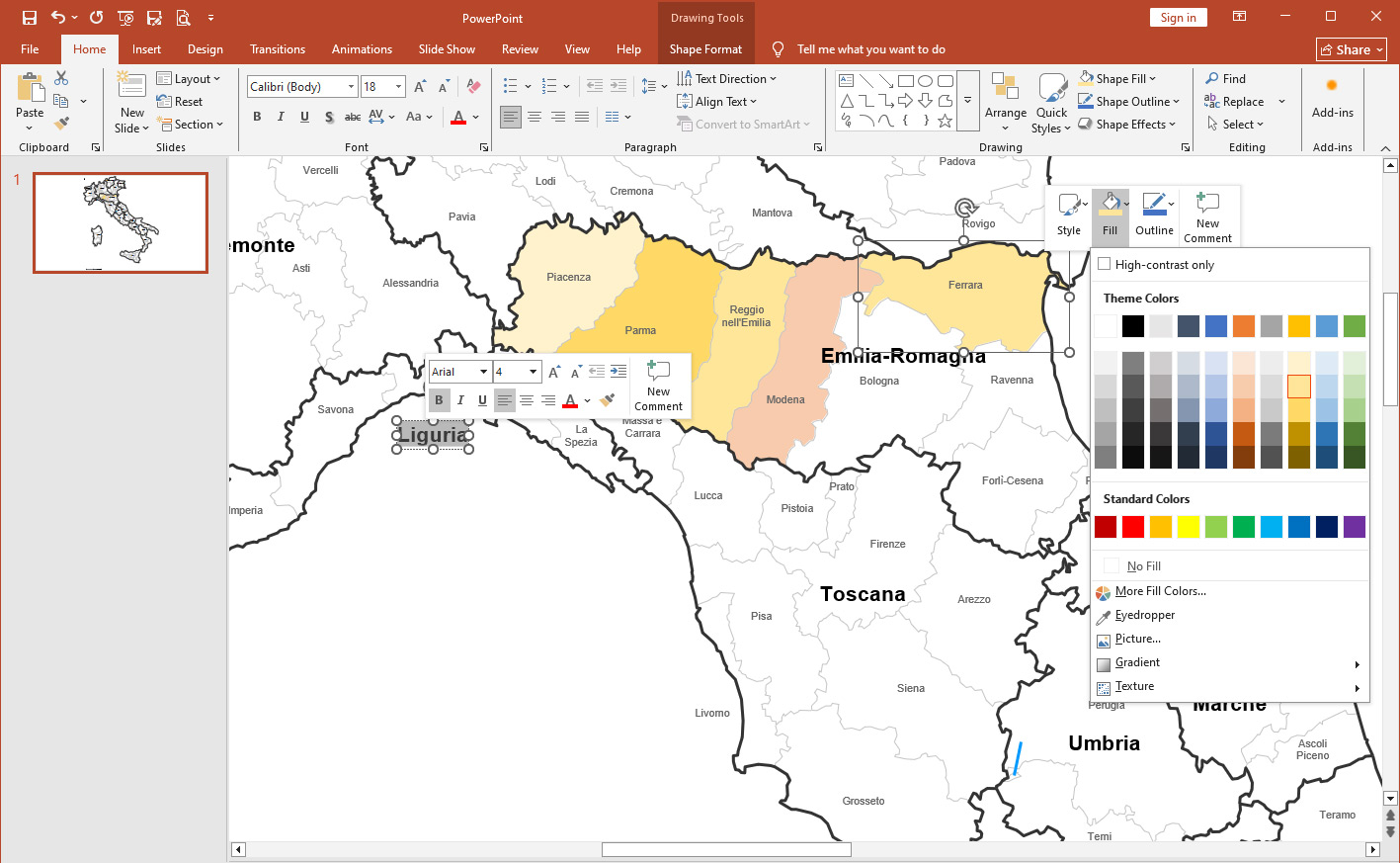 Provinces of Italy for PowerPoint and Impress