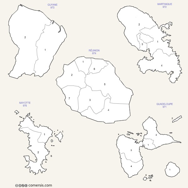 Les cartes des Départements d'Outre-Mer
